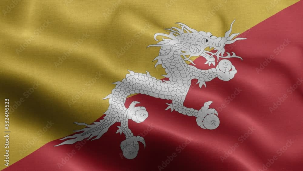 Flag Of Bhutan - Bhutan Flag High Detail - National flag Bhutan wave ...