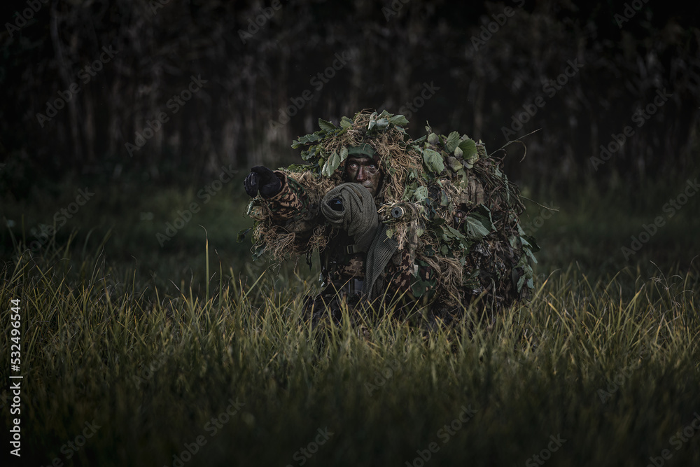 VDV special forces soldiers with rifles in woodland Stock Photo | Adobe ...