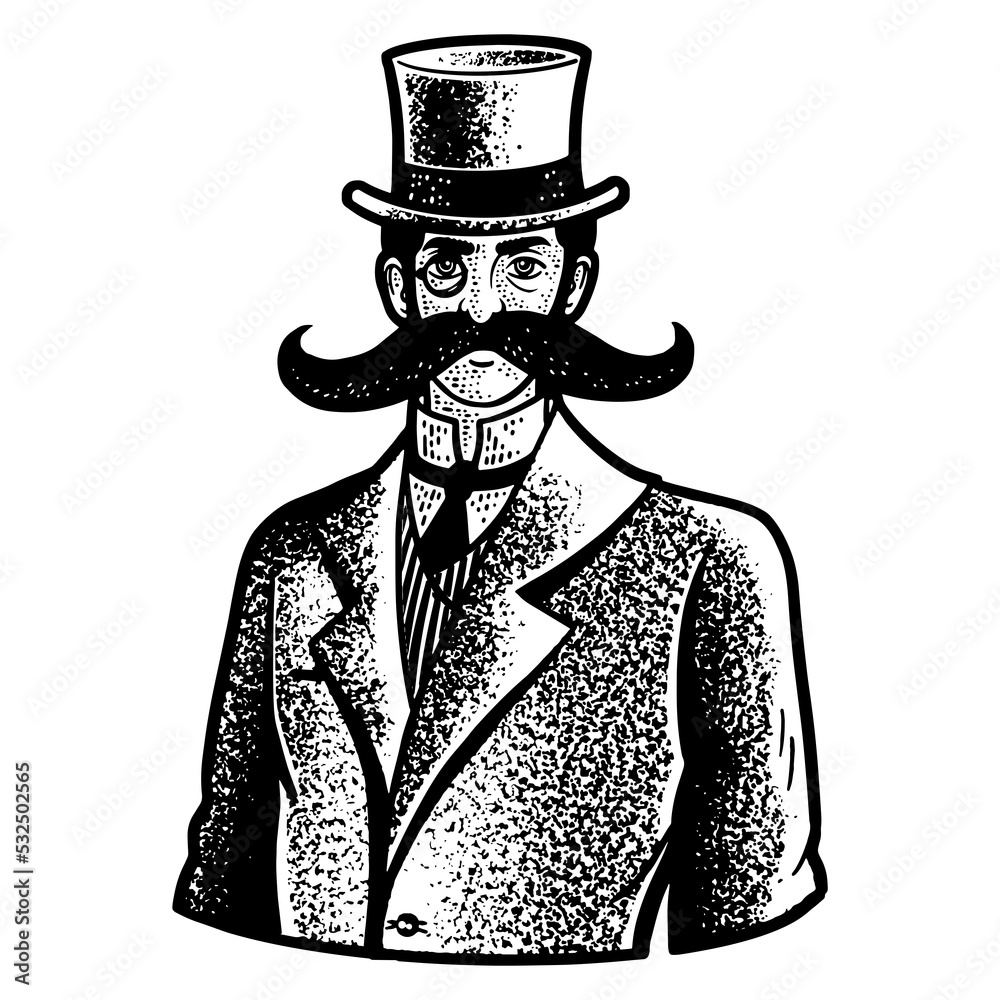 gentleman giant mustache line art sketch PNG illustration with ...