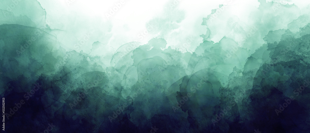 light sea green sky gradient watercolor background with clouds texture ...