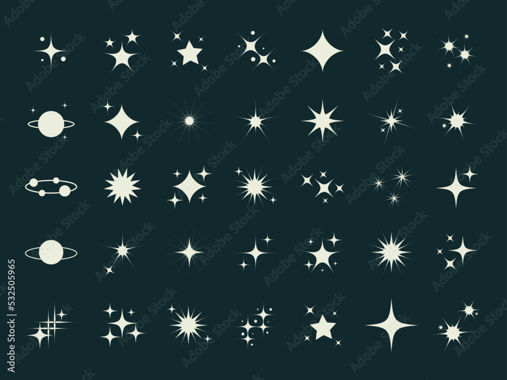 Super premium set vector star modern stars. Sparkle star icon collection. Twinkling stars symbol ...