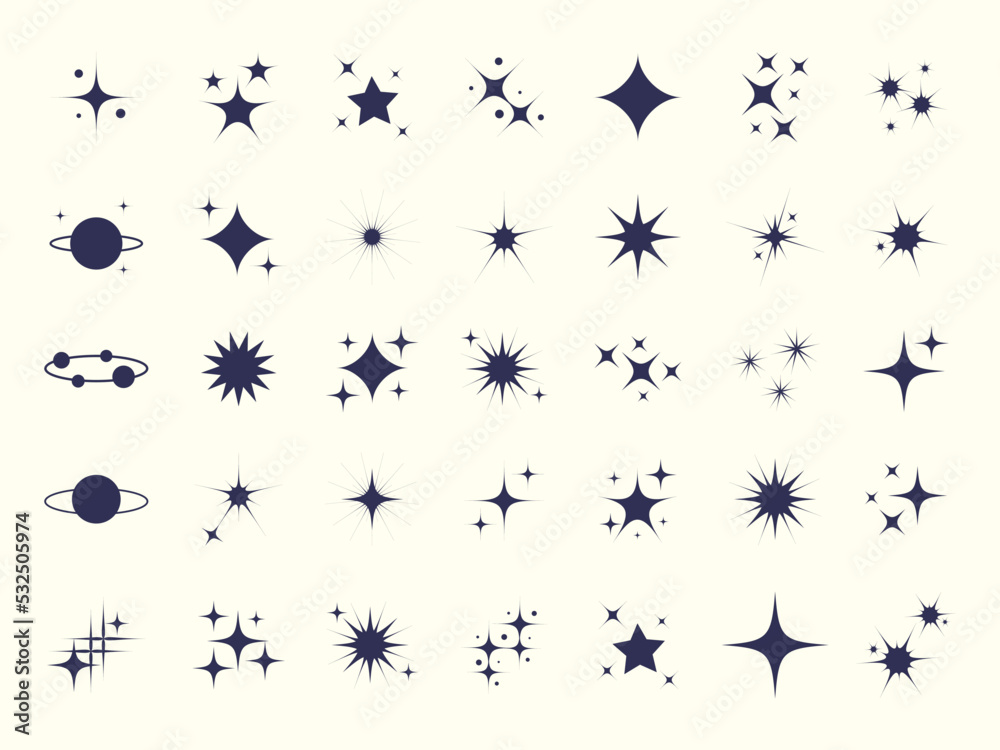 Super premium set vector star modern stars isolated on white. Sparkle star icon collection ...