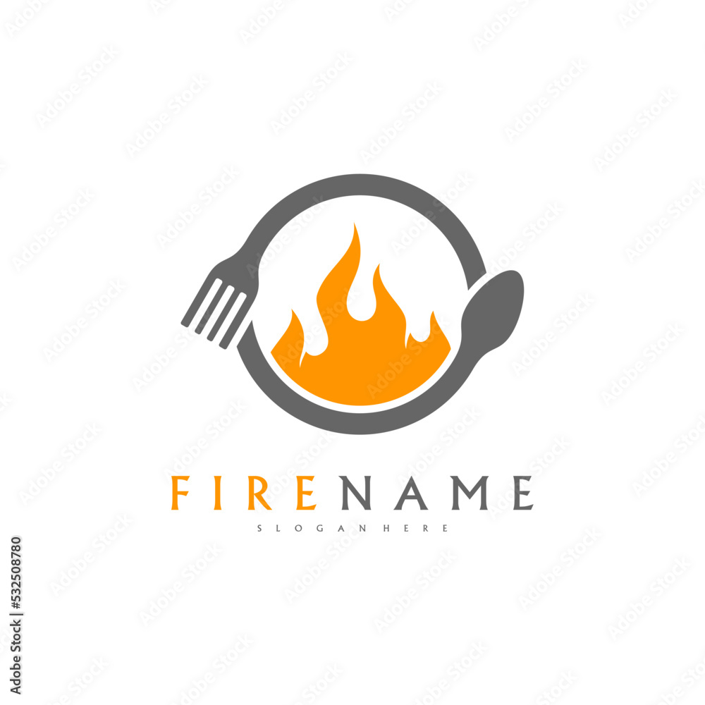 Fire Food logo template, Hot Food Logo designs concept vector Stock ...