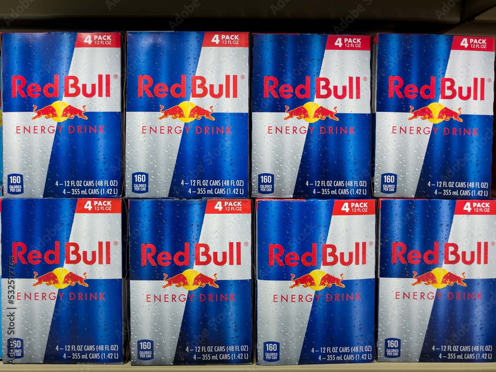 ATLANTA, GEORGIA - SEPTEMBER 22, 2022 : Red Bull Energy Drink packages ...