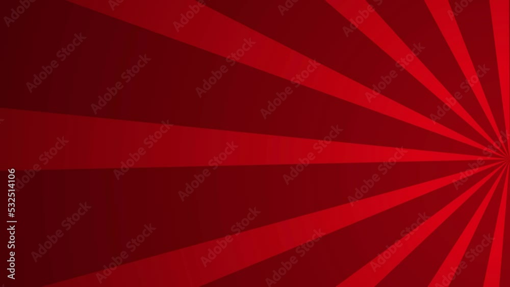 Right side rays on red background animation. Sunburst, radial, sun ...