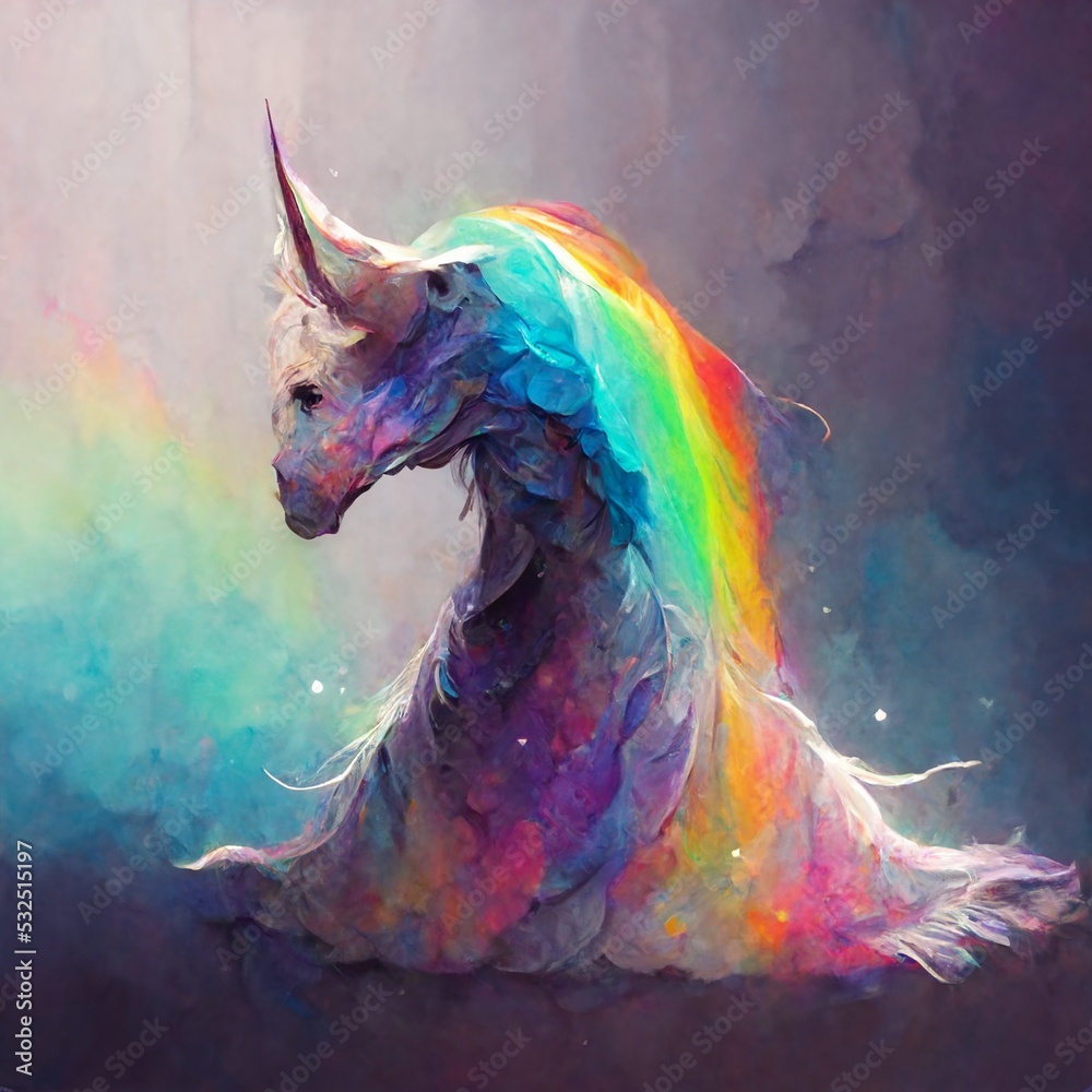 Unicorn concept art. Painting rendering. Colorful, fun, dream and ...