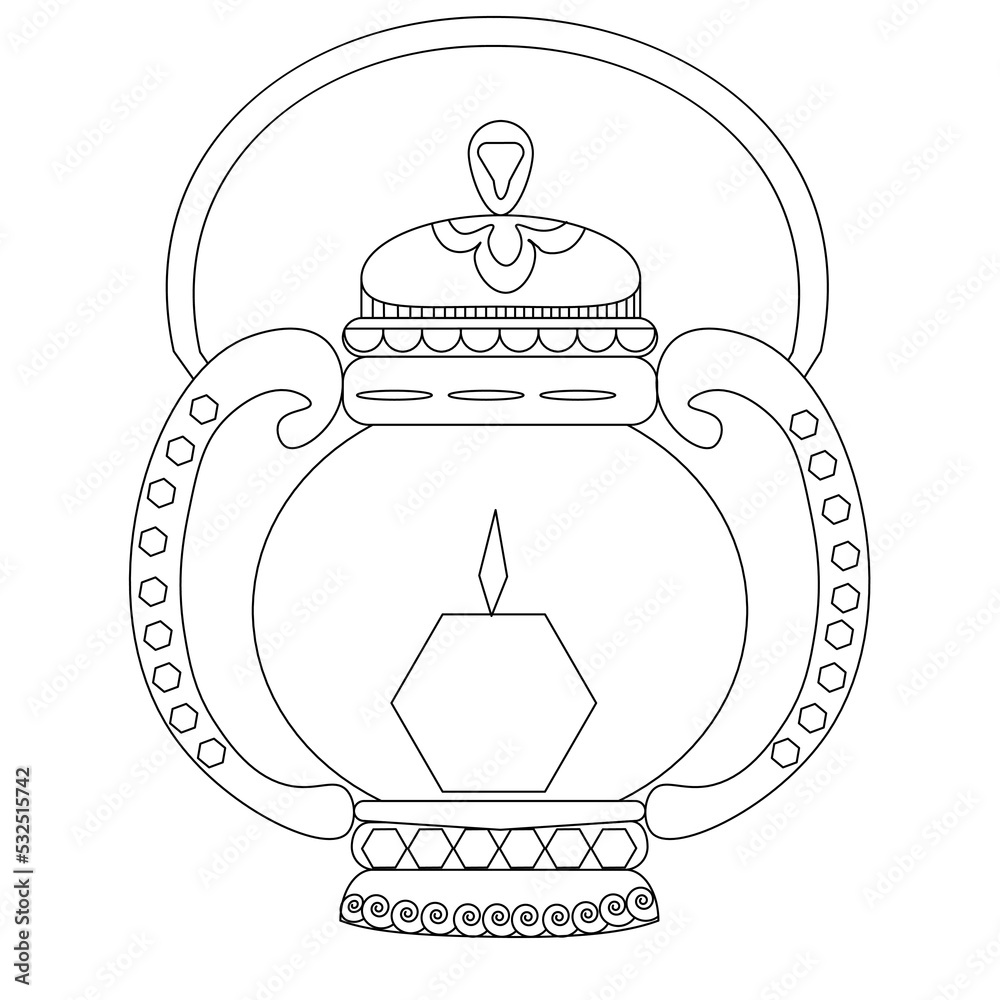 Retro lantern single line art, great design for any purposes. Vector ...