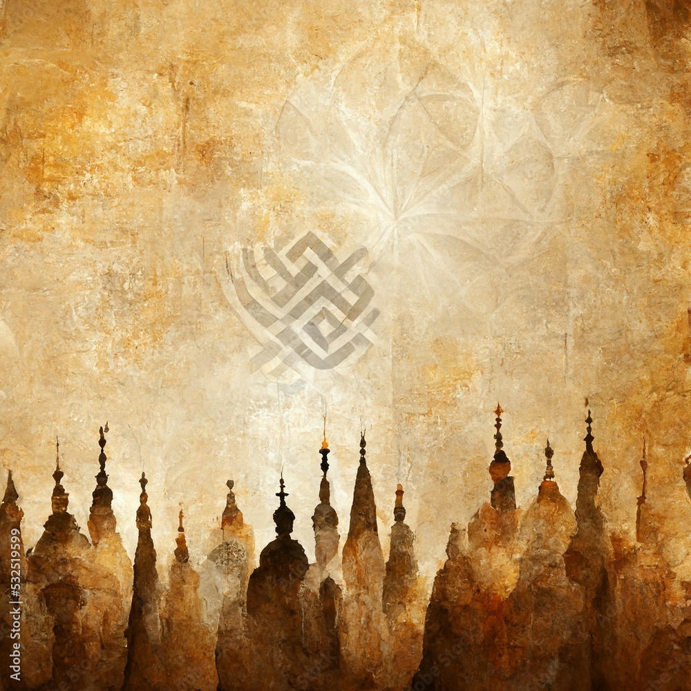 Judaism inspired concept art. Menorah and Jewish religious painting ...