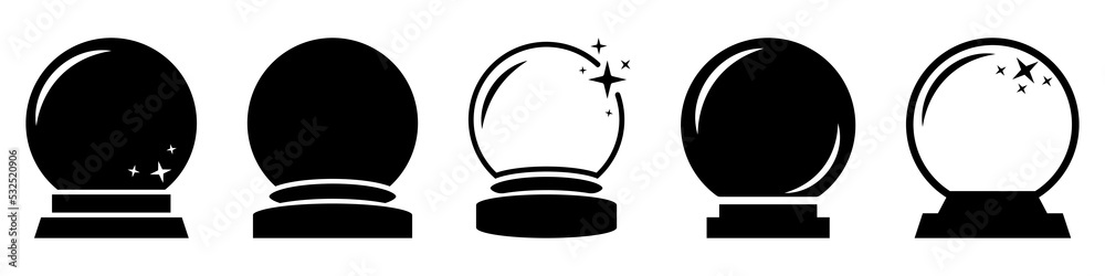 Crystal ball icon set. Vector illustration isolated on white background ...
