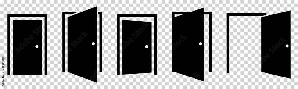Set of door icons. Vector illustration isolated on transparent ...