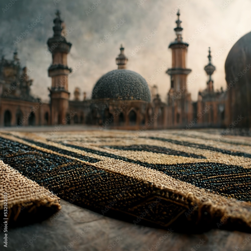 Islam inspired concept art. Muslim religious arabic painting. Mosque ...