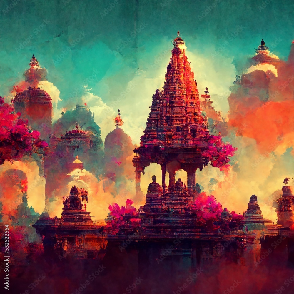 Foto de Hinduism inspired concept art. Hindu religious painting. Gods ...