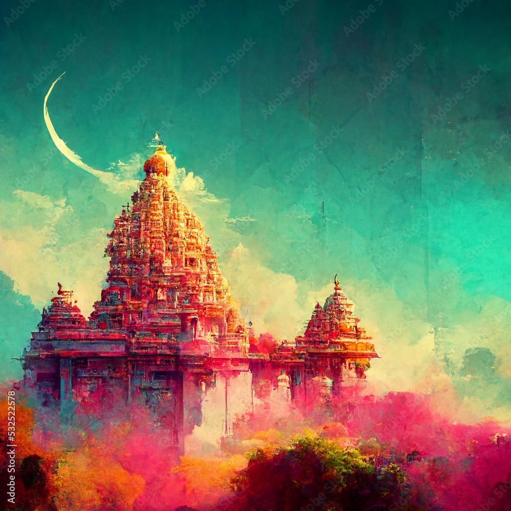 Ilustrace „Hinduism inspired concept art. Hindu religious painting ...