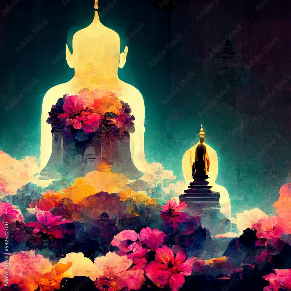 Buddhism inspired concept art. Buddhist religious painting. Buddha ...