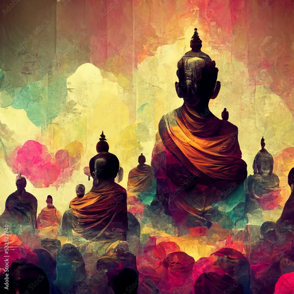 Buddhism inspired concept art. Buddhist religious painting. Buddha ...