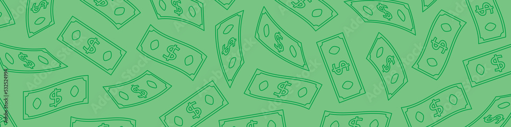 green banner with american dollar banknotes- vector illustration Stock ...