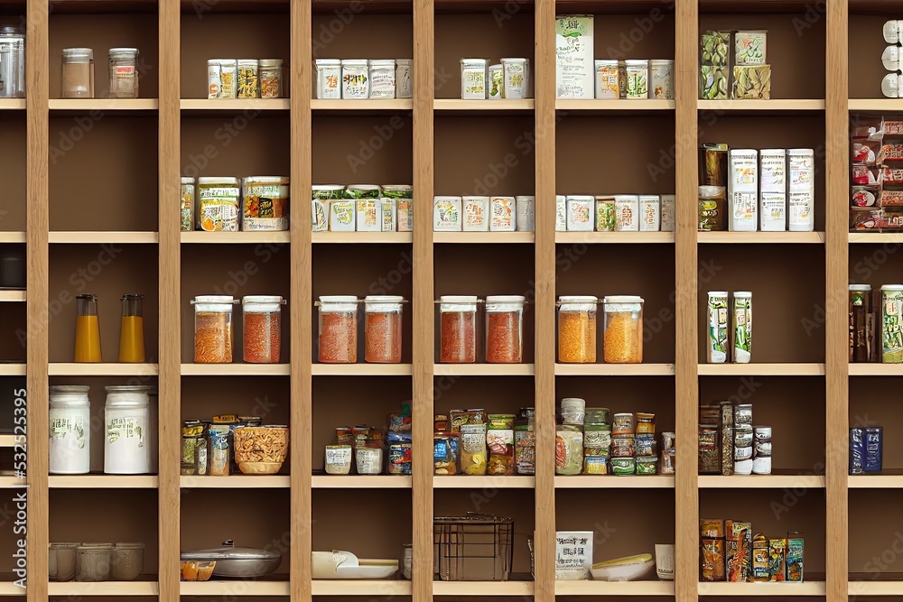 full kitchen pantry food storage illustration Stock Illustration ...