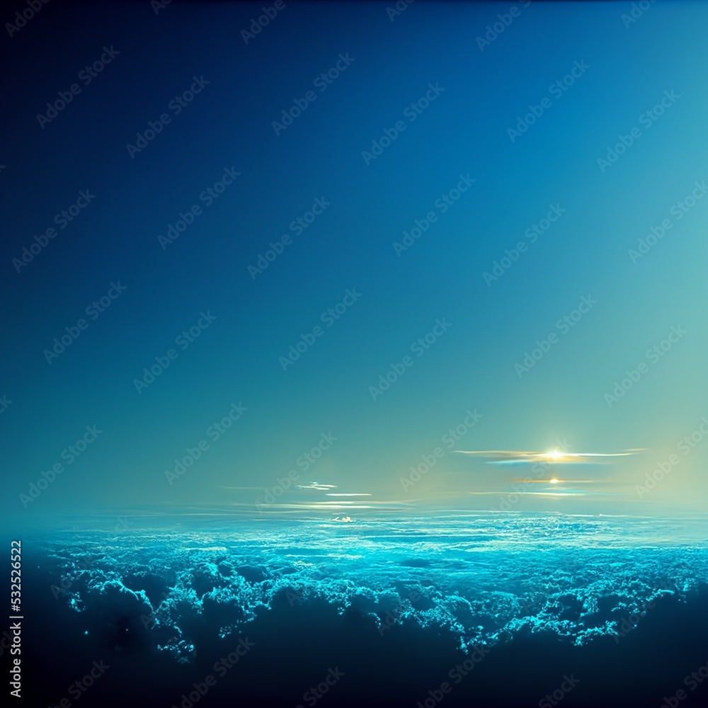 Blue Sky with cloud and sunlight. Epic background with cinematic light ...