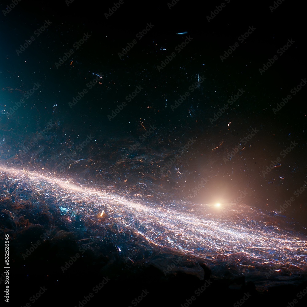 Space panoramic landscape. Stars, galaxies, universe with cinematic ...