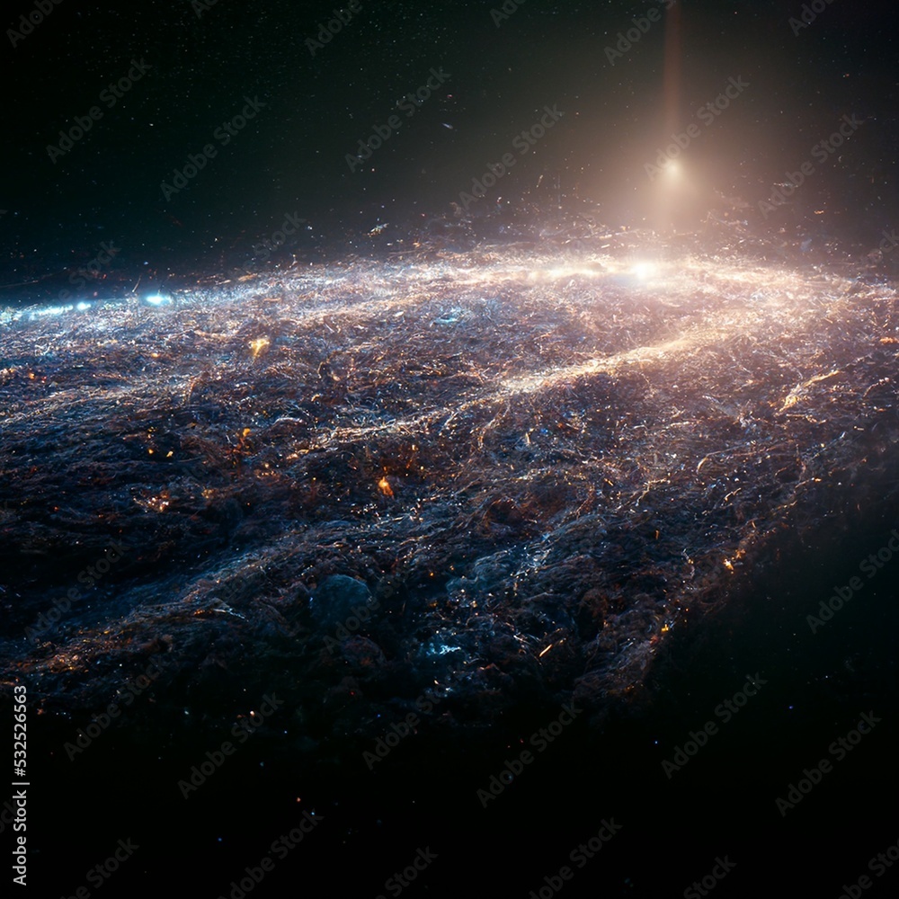 Space panoramic landscape. Stars, galaxies, universe with cinematic ...