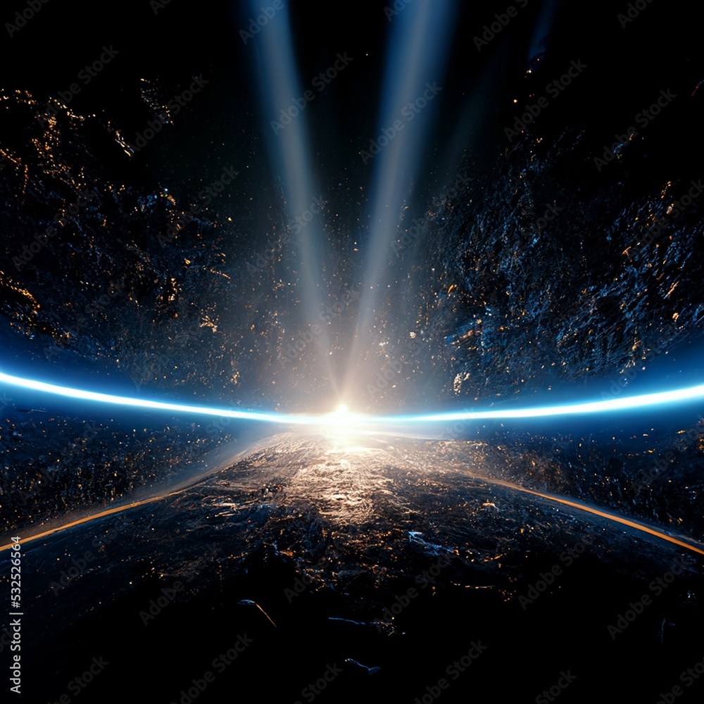 Space panoramic landscape. Stars, galaxies, universe with cinematic ...