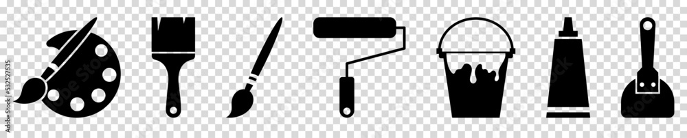 Set of paint icons. Paint brush vector symbol. Vector illustration ...