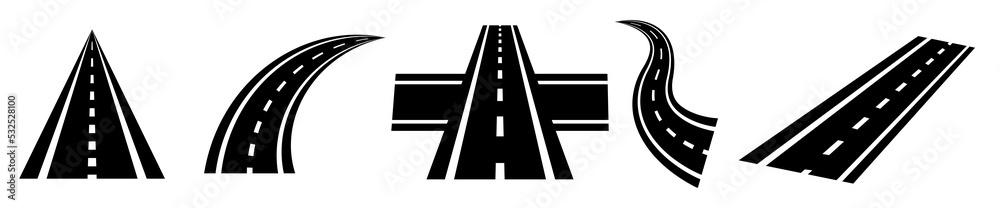 Сar road icons. Highway symbol. Road sign. Vector illustration isolated ...