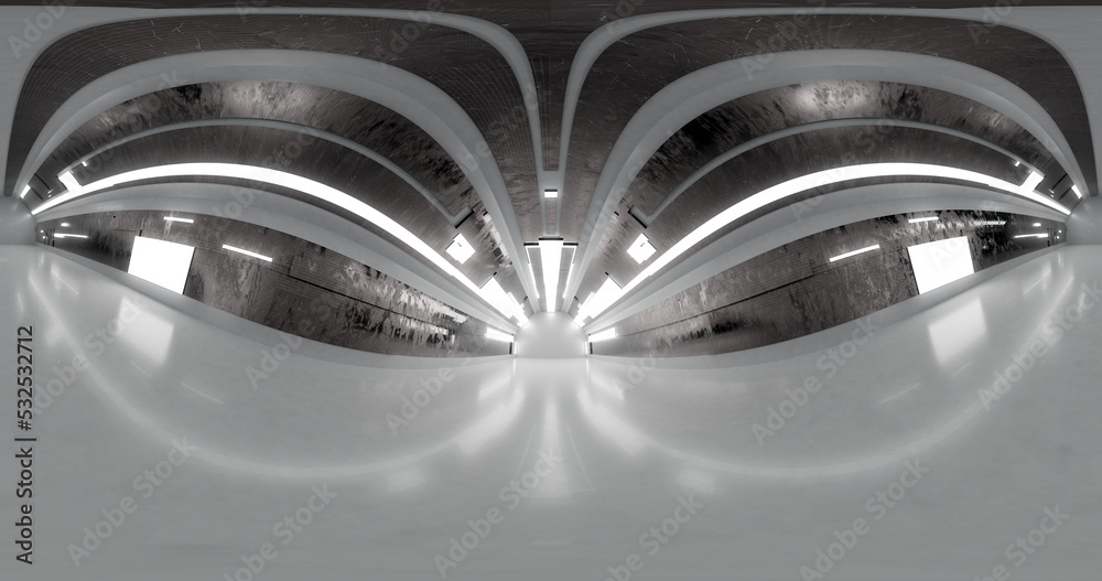 3d rendering. 360 degree spherical seamless vr panorama. Abstract empty ...