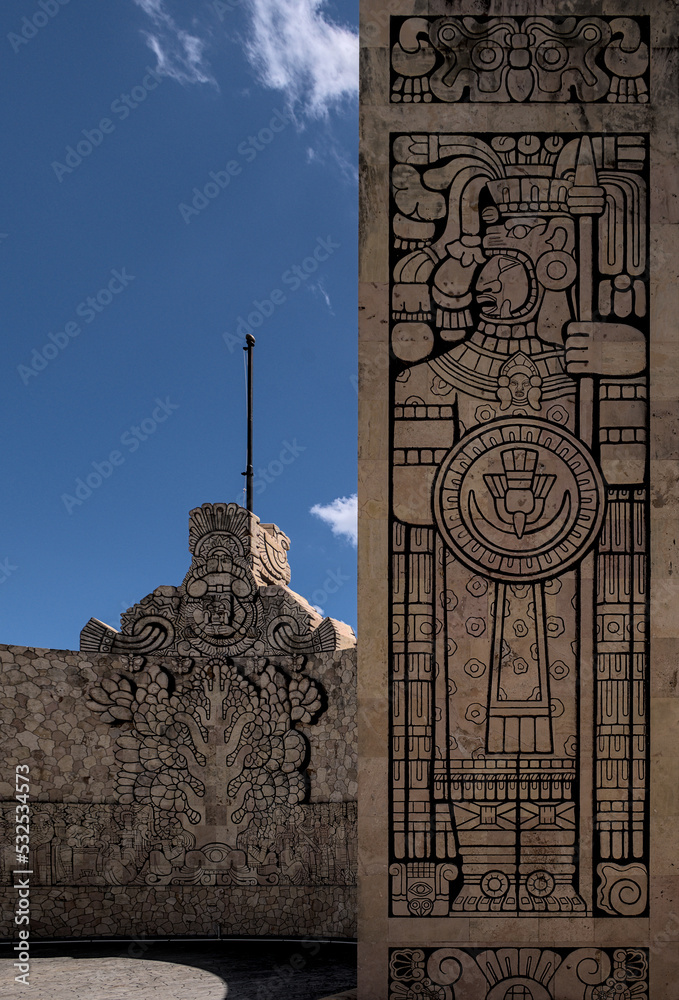 Traffic circle sculpture monumento a la patria in Merida city Mexico ...
