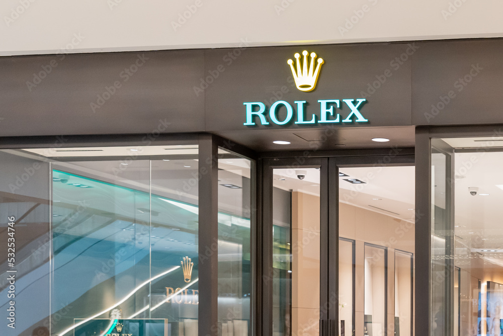 Houston, Texas, USA - February 25, 2022: Rolex store sign displayed ...