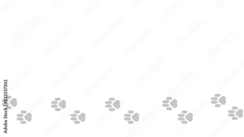 Dog, Cat footprint animation. Pet paw. Prints on the floor, mud, snow ...