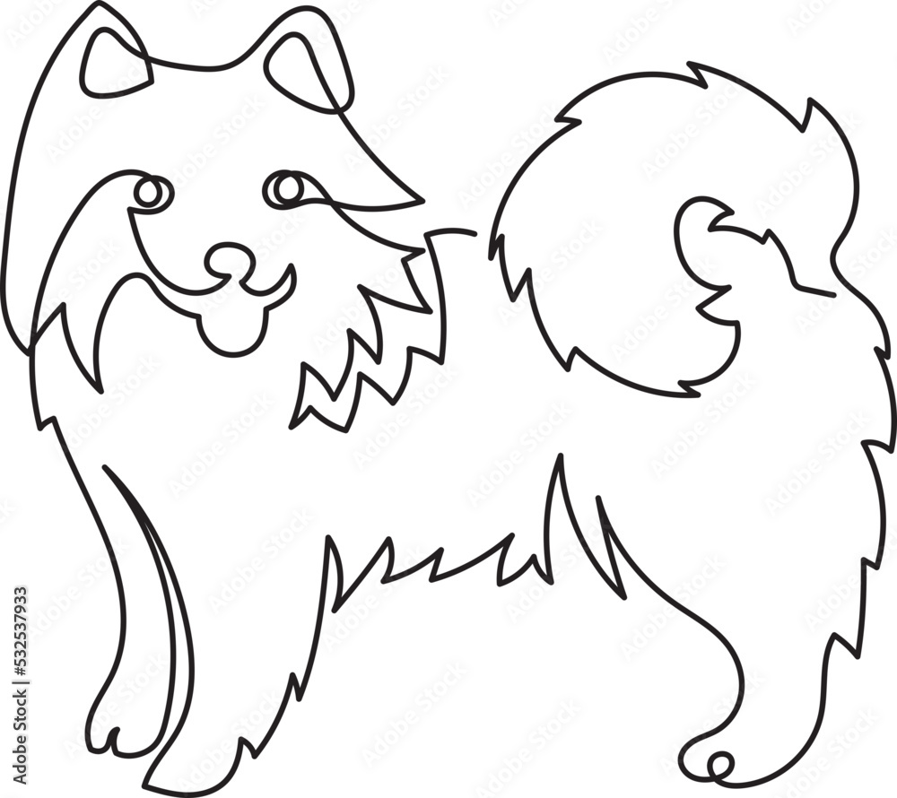 samoyed dog breeds pet minimal outline art Stock Vector | Adobe Stock