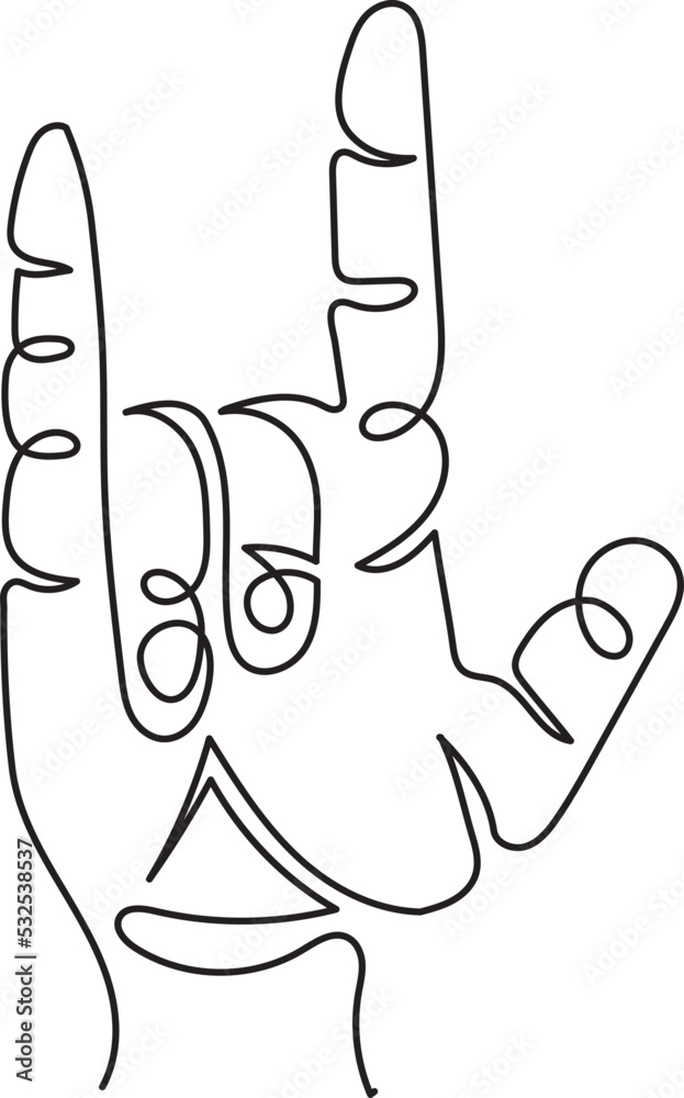 i love you hand sign hand gesture minimal outline art Stock Vector ...
