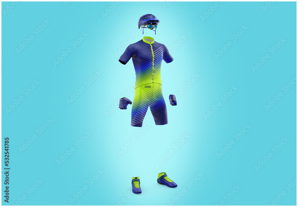 Cycling Kit Mockup - Half Side View Stock Template | Adobe Stock
