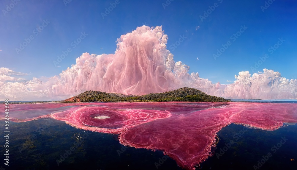 An Illustration of Lake Hillier in Australia, High Salinity Water ...