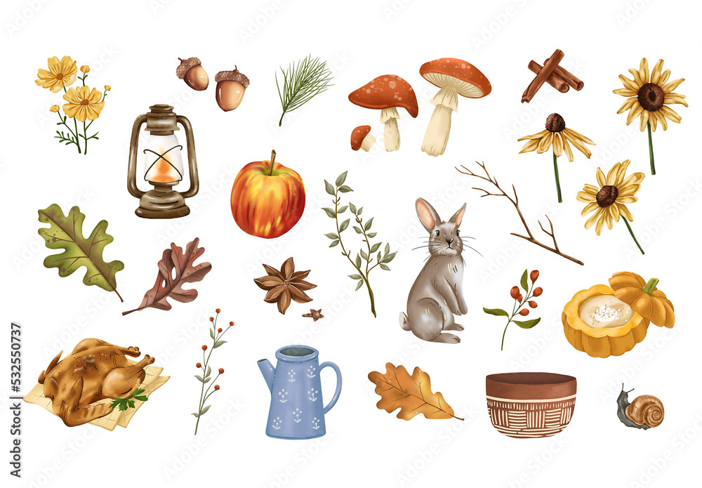 Fall Autumn Clipart Elements Stock Template | Adobe Stock