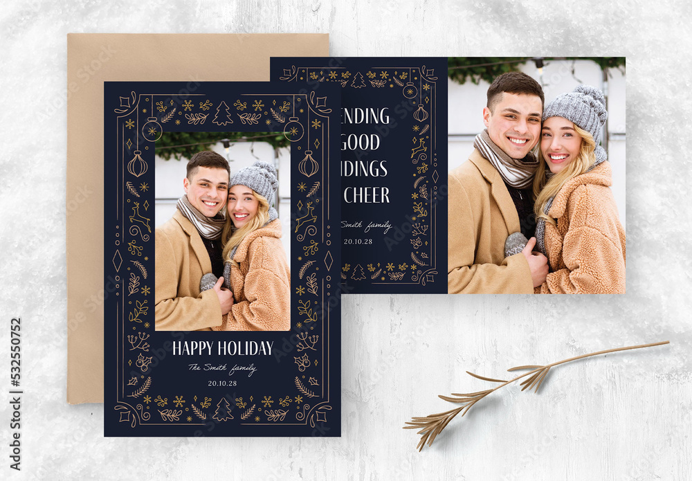 Winter Christmas Greetings Card Photo Card Flyer Stock Template | Adobe ...