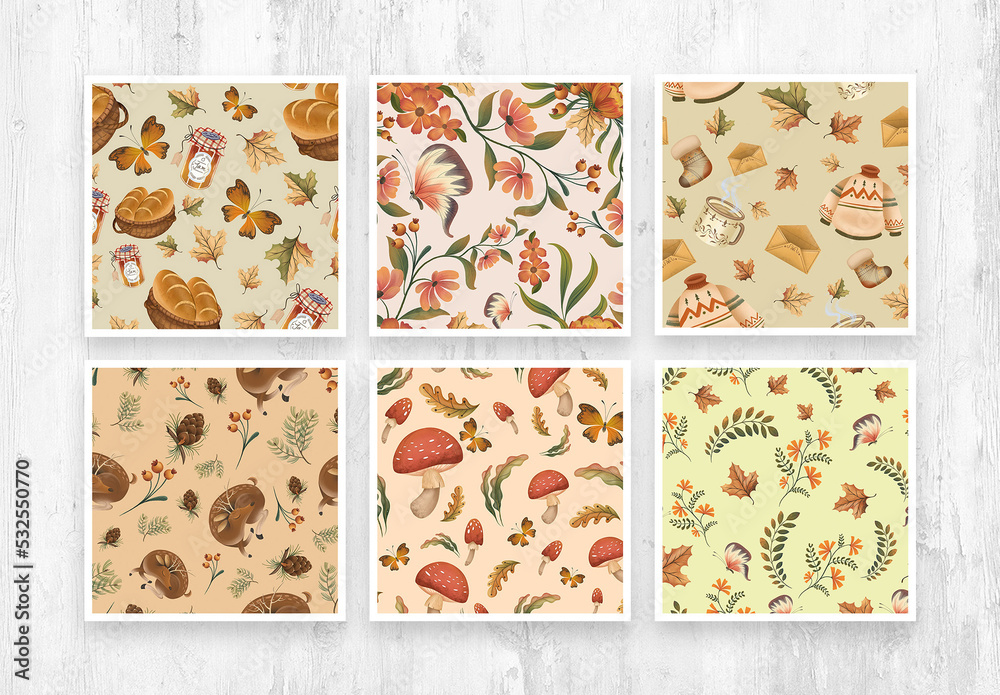 Rustic Autumn Fall Seamless Patterns Stock Template | Adobe Stock