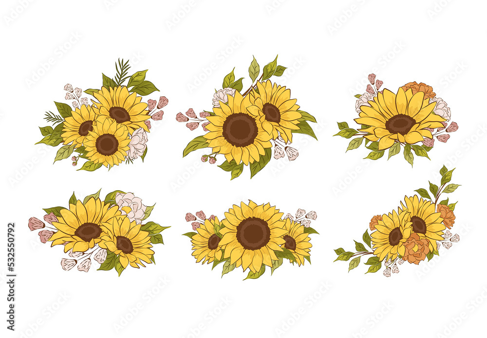 Yellow Flower Sunflower Illustrations Stock Template | Adobe Stock