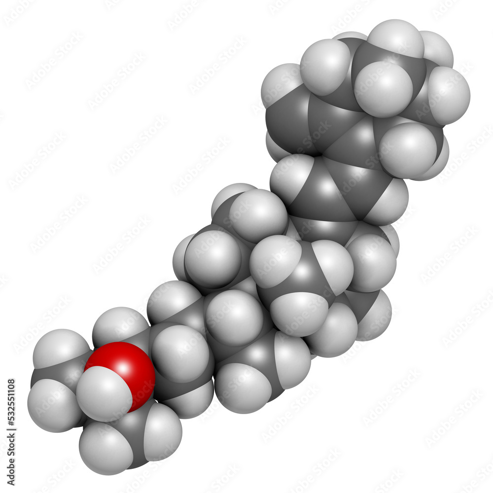 Calcifediol (calcidiol, 25-hydroxyvitamin D) molecule. Blood marker of ...