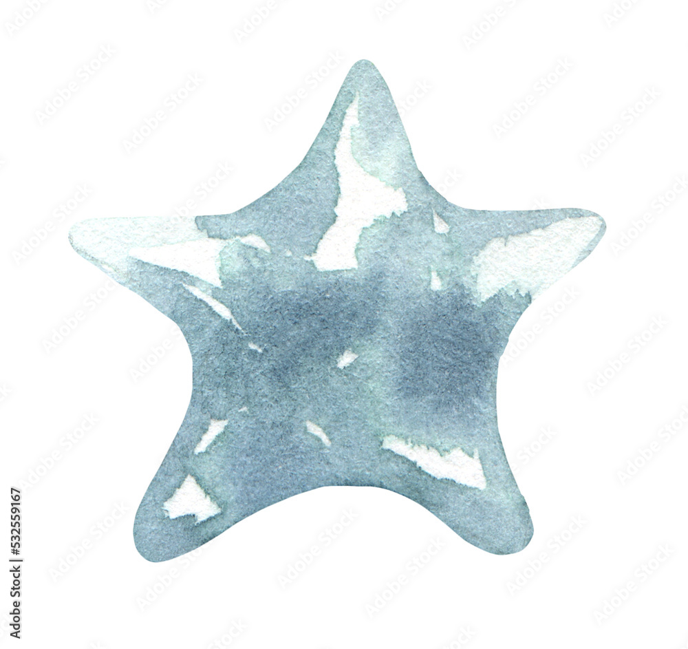 Watercolor grey star illustration for kids,children,baby shower,nursery ...