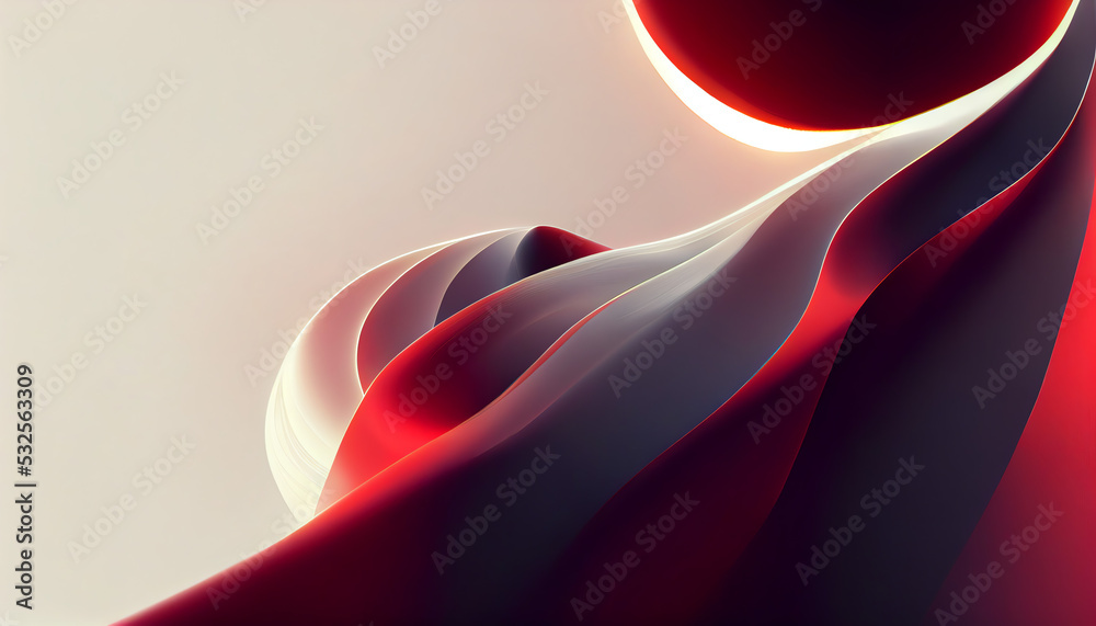 Abstract red and white waves background. Subtle gradients, flow liquid ...