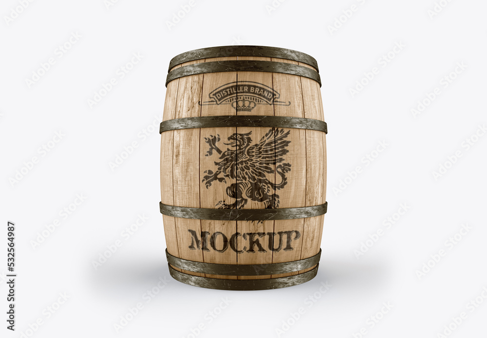 Wooden Barrel Mockup Stock Template | Adobe Stock