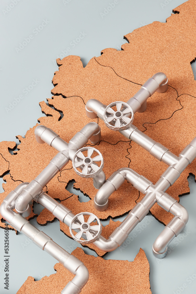 Gas pipeline over cork world map. Stock Photo | Adobe Stock