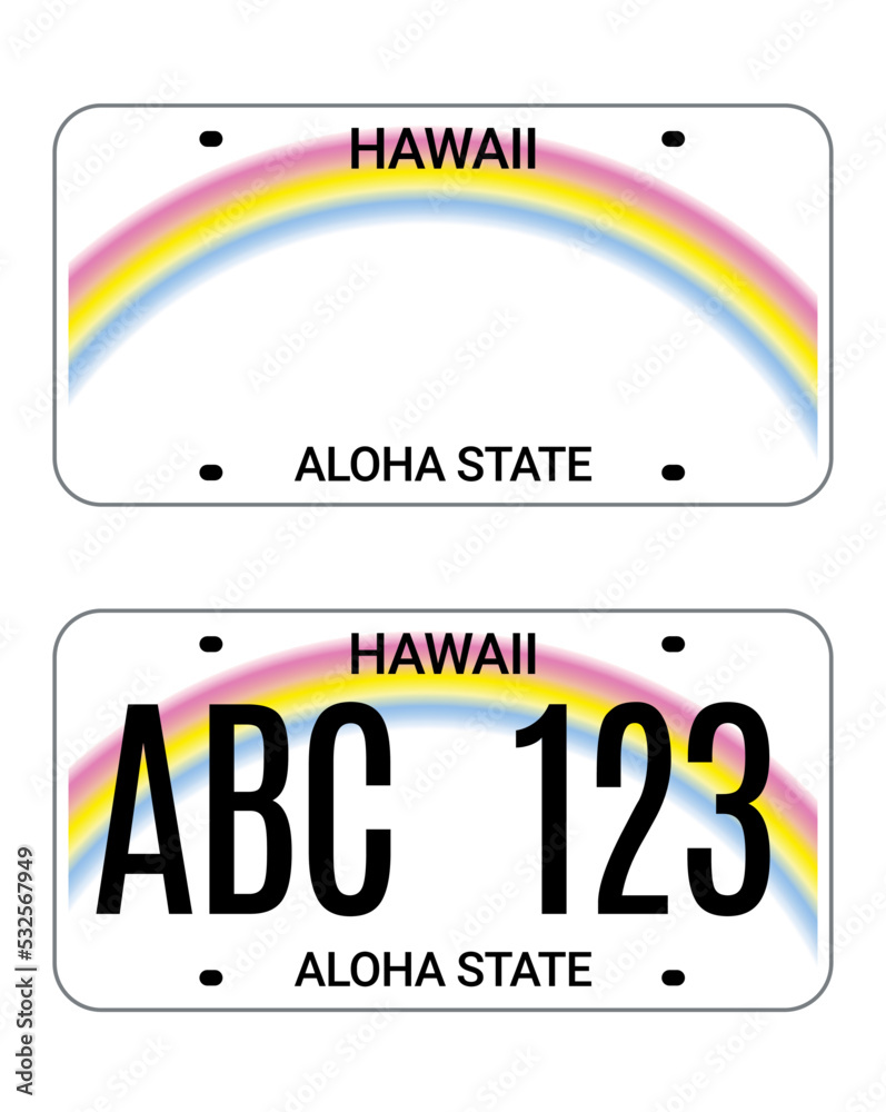 Car license hawaii plate. Aloha state vector license plate usa template ...