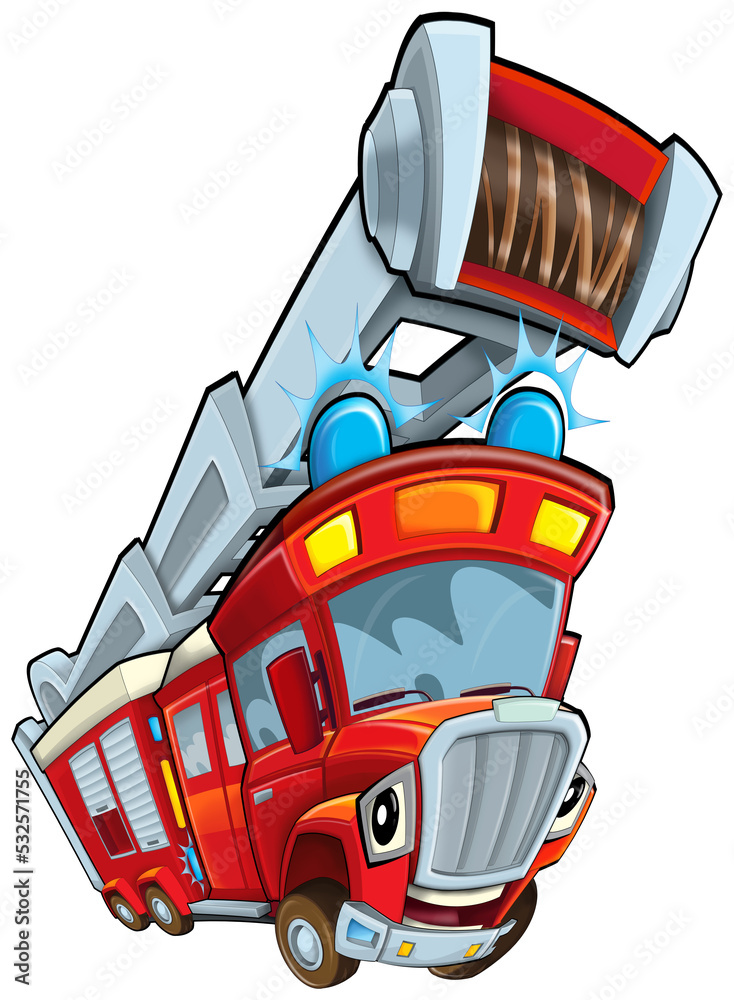 cartoon fireman car truck isolated illustration for children Stock ...
