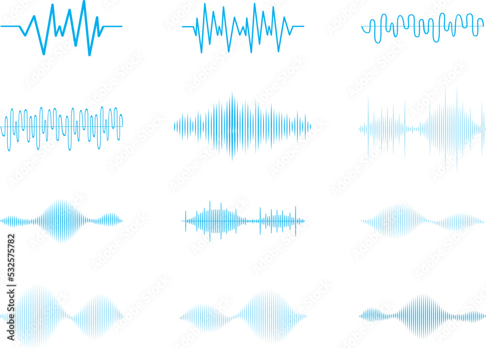 Sound audio wave vector. Icon set isolated on white background ...