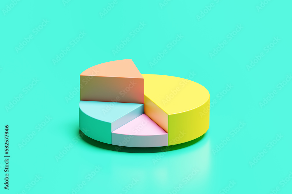 Colorful 3D rendered financial pie chart with copy space Stock Photo ...