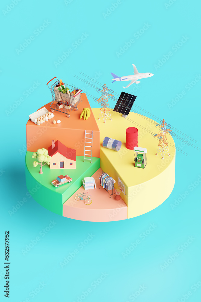 Consumer Price Index CPI / inflation indicators financial pie chart ...