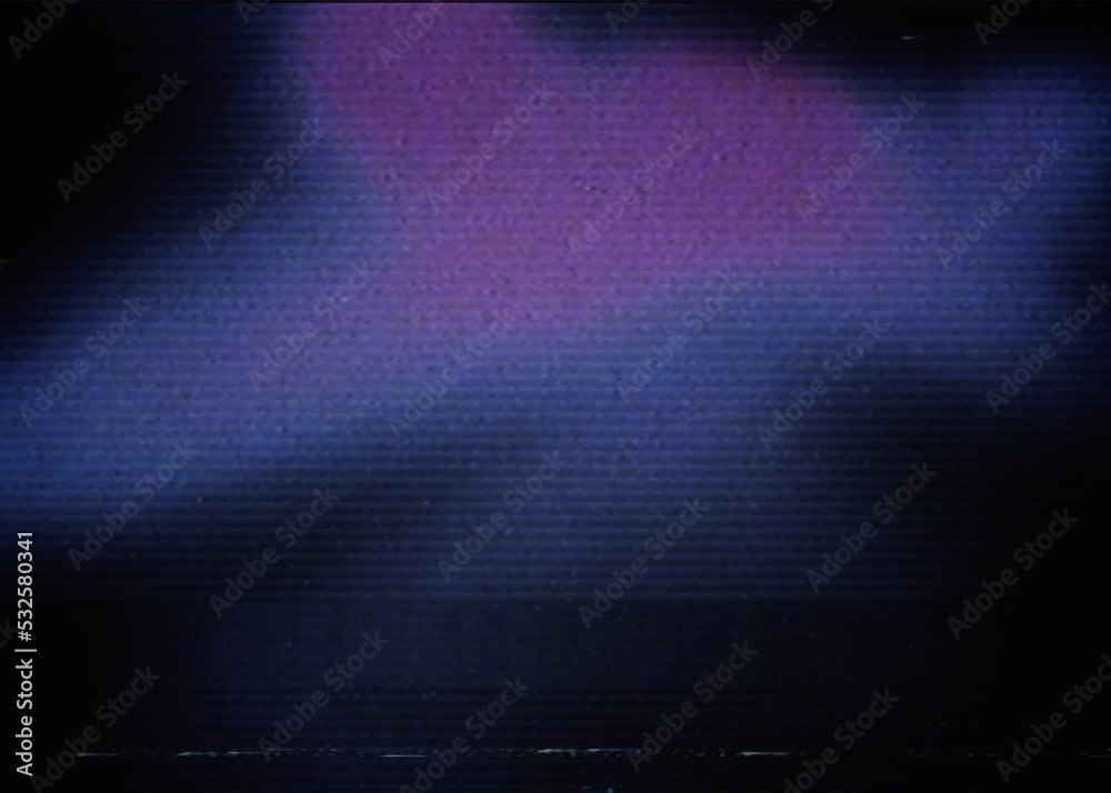 Intentional distortion, scanlines and noise: the blank screen of an old VHS player connected to ...